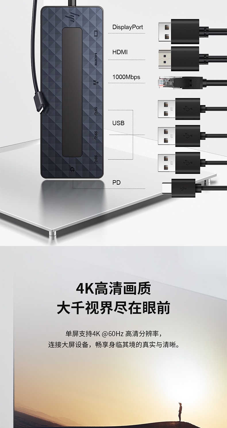 惠普(HP) 通用 USB-C 多端口集线器 (50H55UT) - 中国惠普官方商城