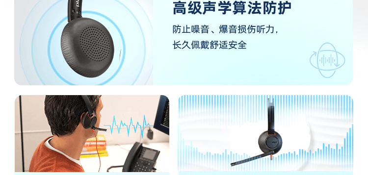 博诣 Poly Blackwire C5220 双耳头戴式有线耳机 (8X231AA) - 中国惠普官方商城