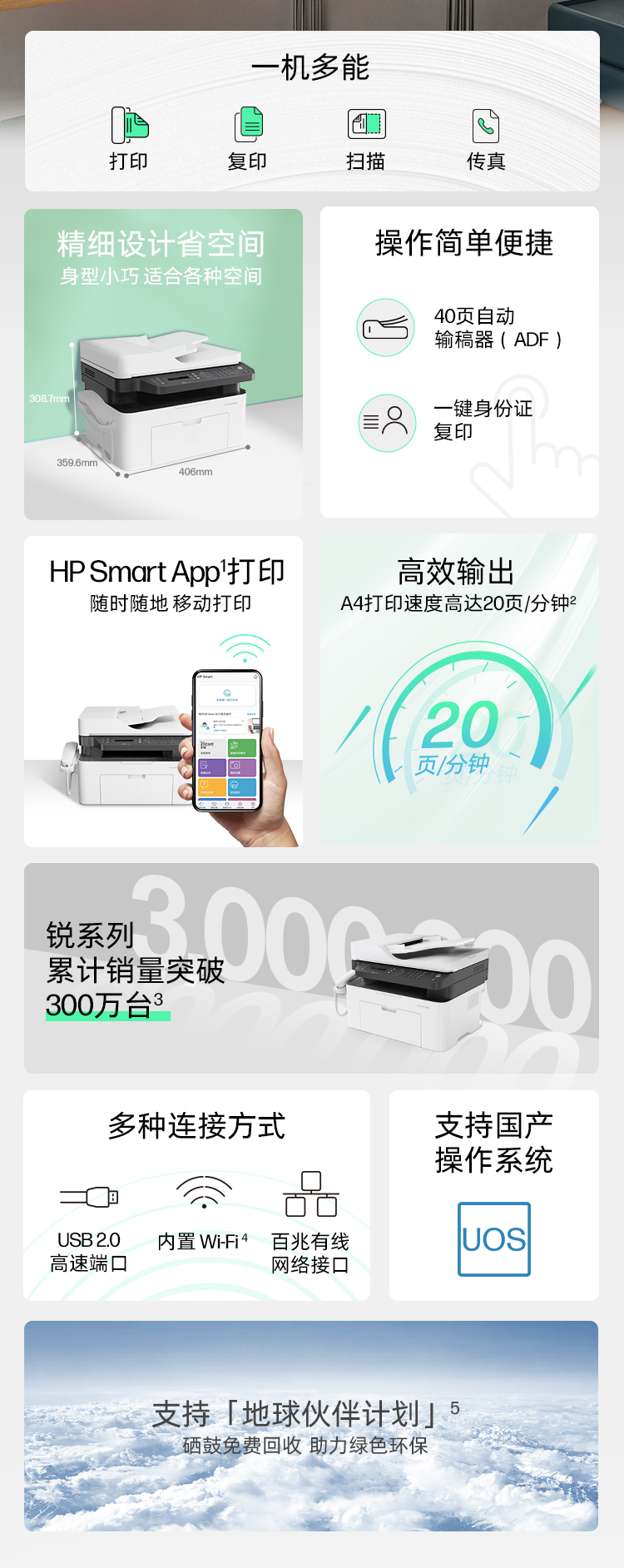 惠普 (HP) Laser MFP 1188pnw 激光多功能一体机 - (715A6A) - 中国惠普官方商城