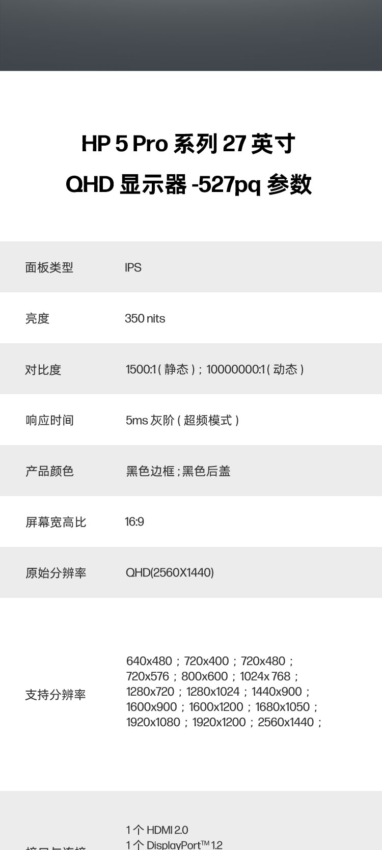 惠普 (HP) Series 5 Pro 27 英寸 QHD 显示器 - 527pq - 27" (9D9S0UT) - 中国惠普官方商城