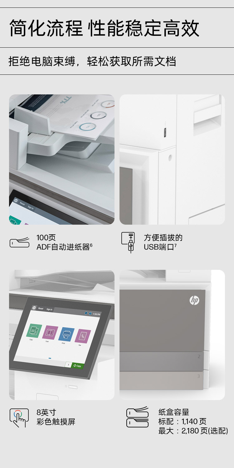 惠普 (HP) Color LaserJet Managed MFP E78523dn A3管理型智能复合机 - (5QJ81A) - 中国 ...